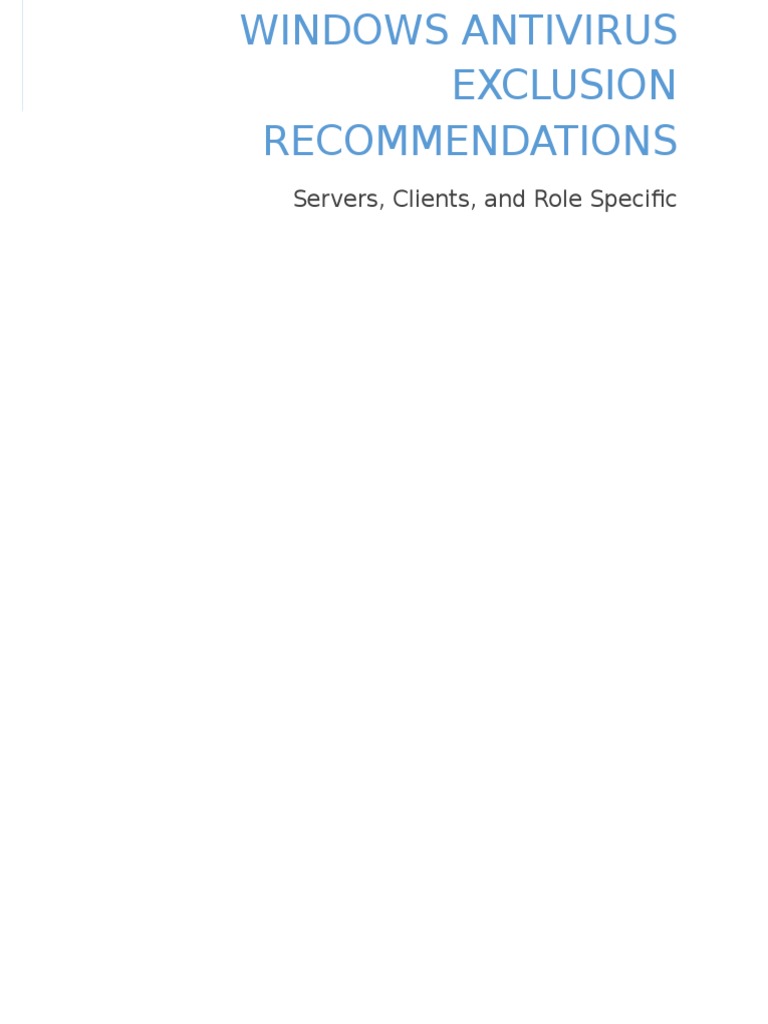 Comprehensive AV Exclusion Recommendations | PDF | Computer File ...
