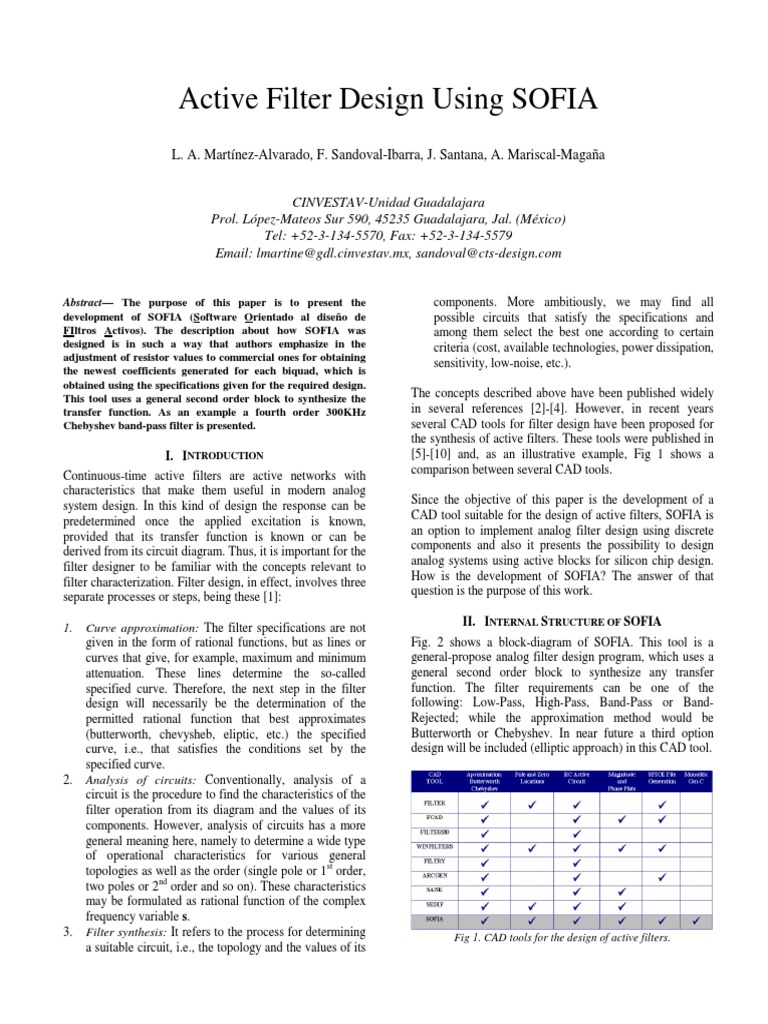Active Filter Design Using SOFIA | PDF | Electronic Filter | Spice