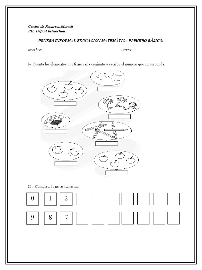 Prueba Matematica Primero Básico