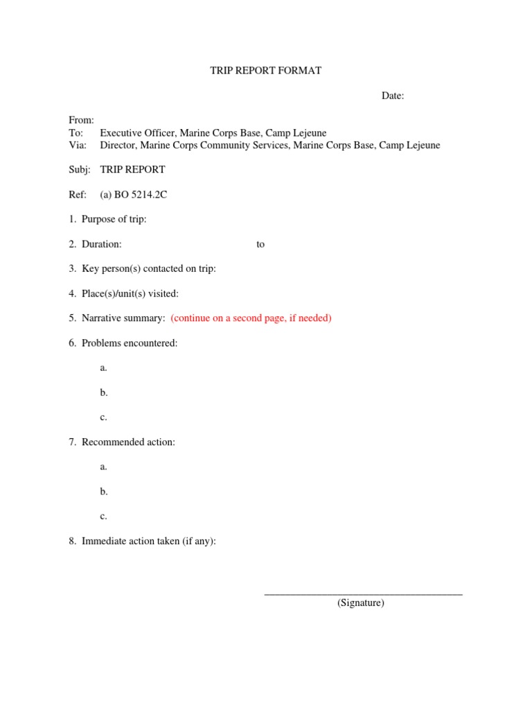 Trip Report Template | PDF
