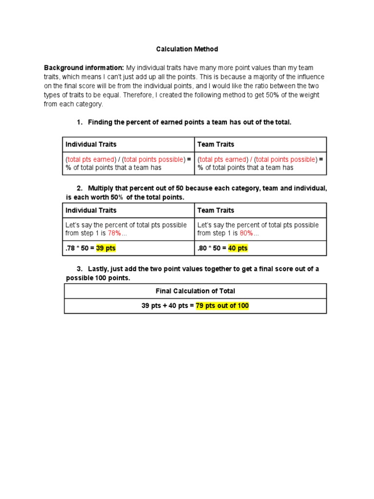 Balanced Scoring Method for Traits | PDF