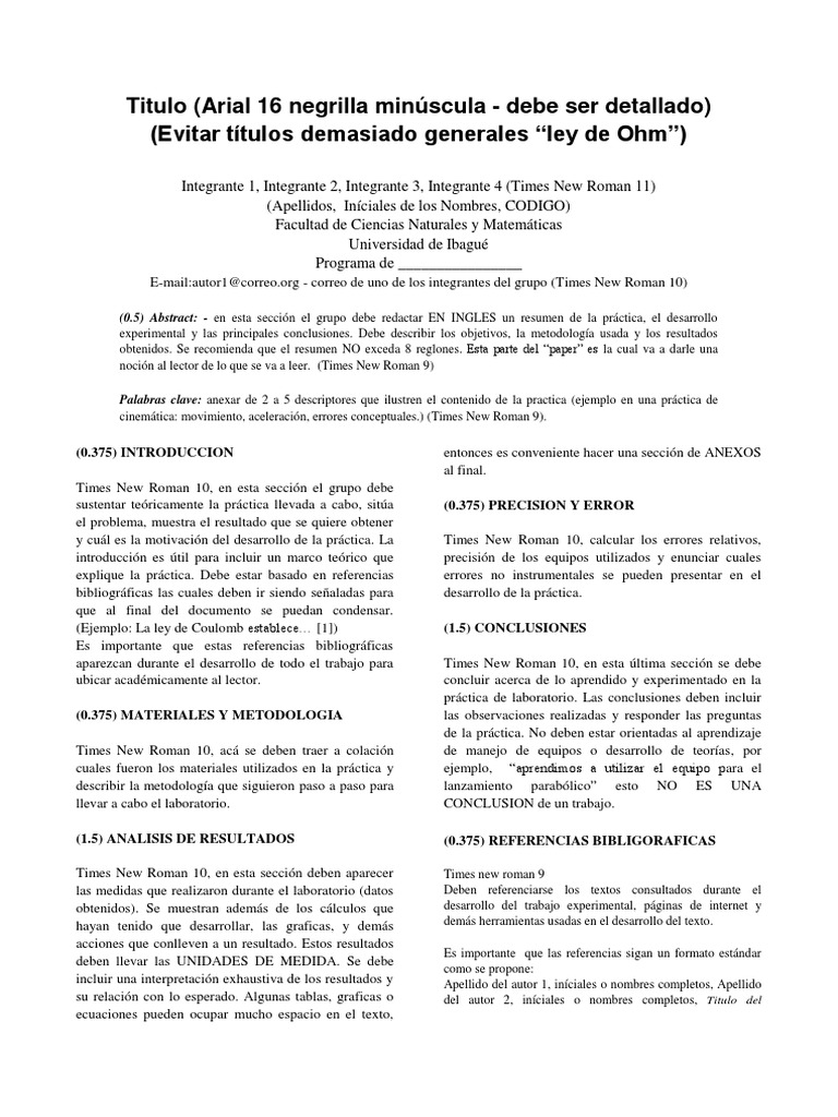 Formato Paper | Laboratorios | Science