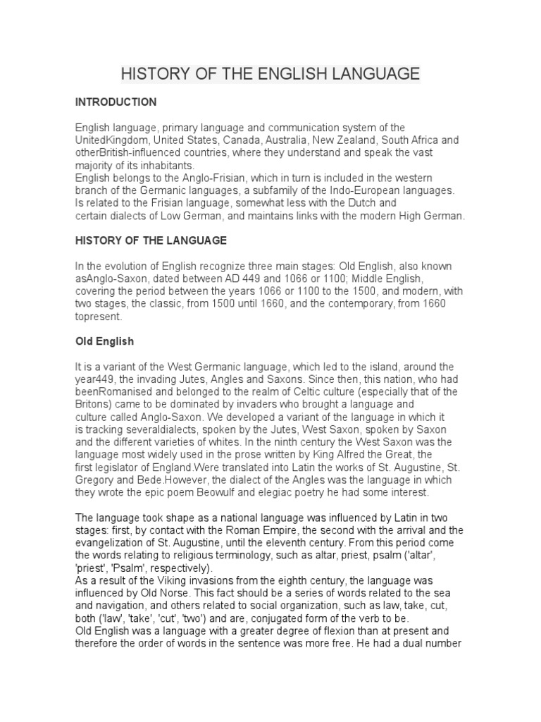 Evolution of the English Language | PDF | Anglo Saxons | English Language