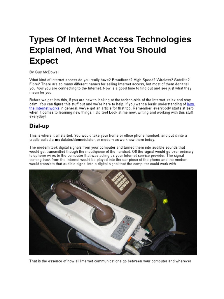 Types of Internet Access Technologies | PDF | Internet Access | Digital ...