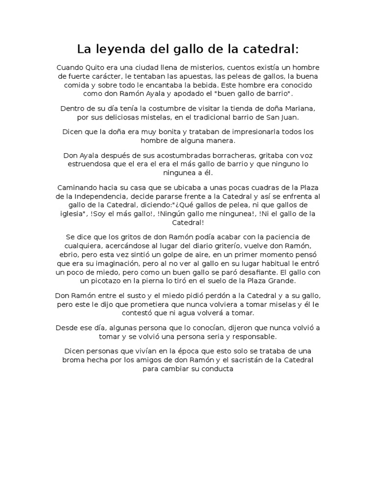 La Leyenda Del Gallo de La Catedral | PDF | Clásicos