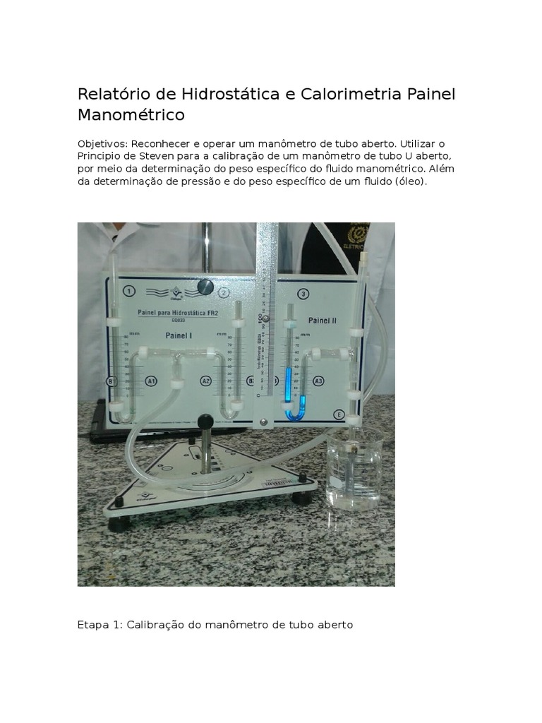 Calibração de Manômetro em Tubo Aberto | PDF | Medição de pressão | Pressão