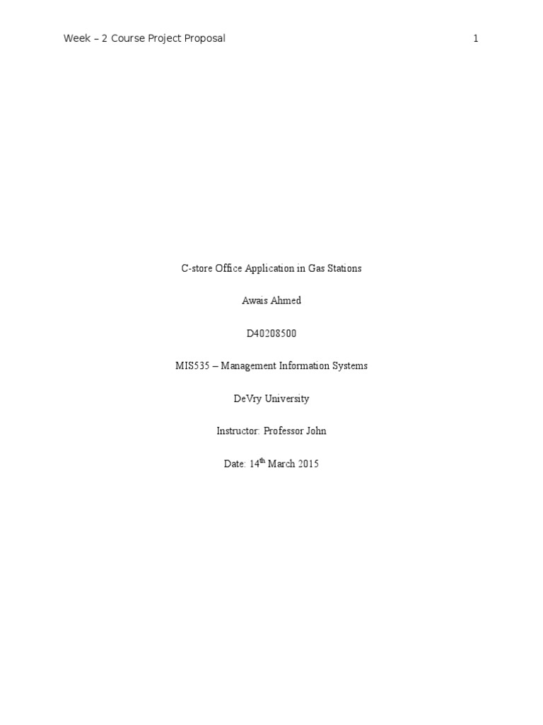 MIS535 - Week - 2 Course Project Proposal | PDF | Grocery Store | Filling Station