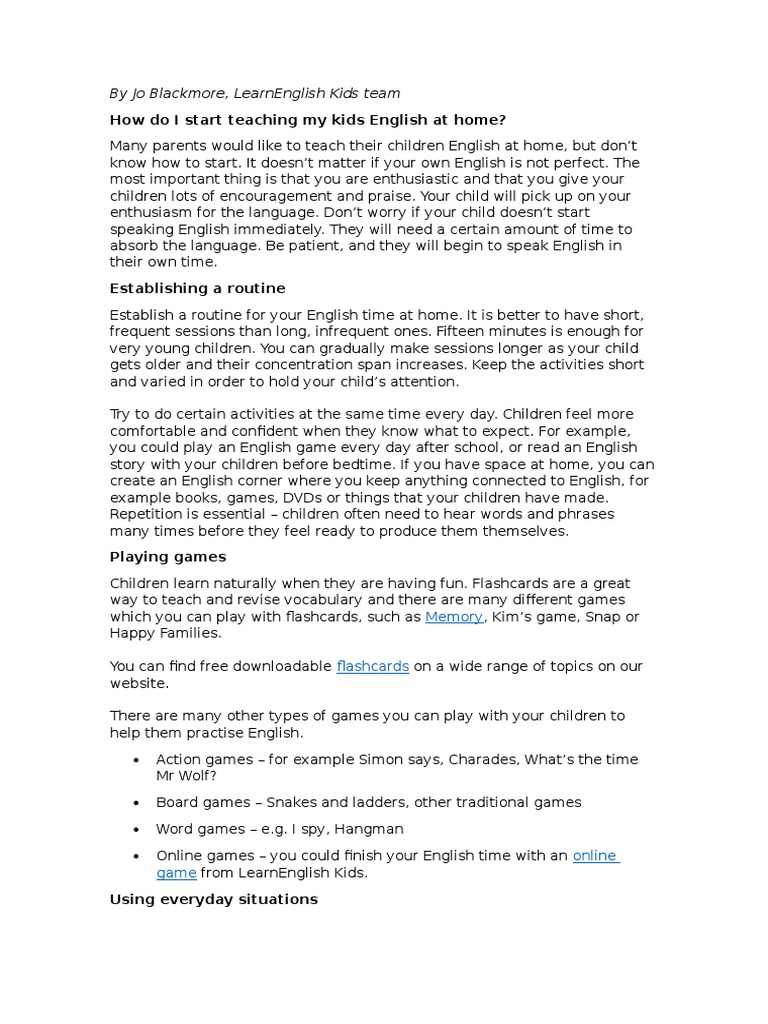 English For Kids | PDF | English Language | Lesson Plan