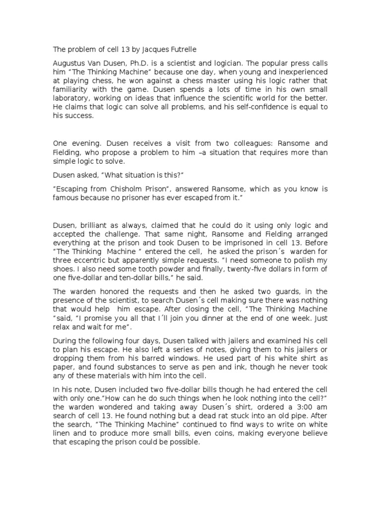 The Problem of Cell 13 by Jacques Futrelle Traduccion | PDF