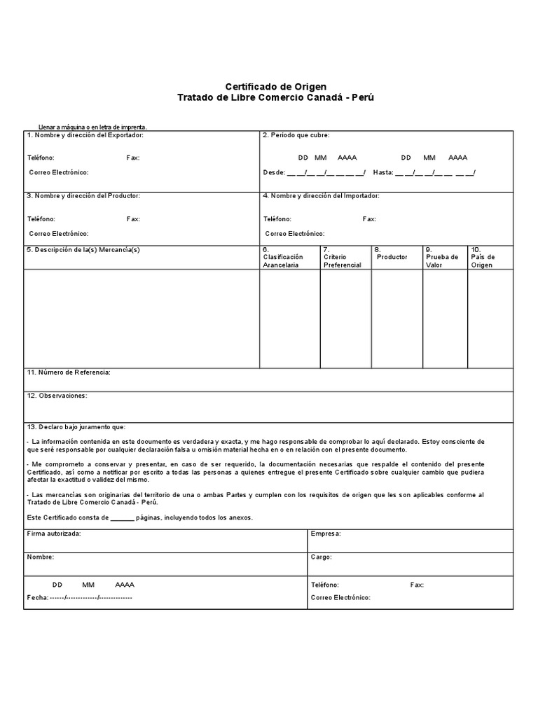 Certificado de Origen - Aduanas | PDF
