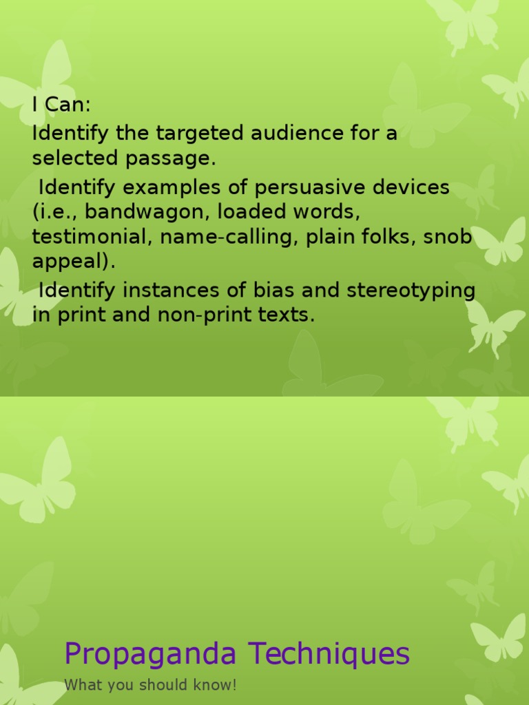 Propaganda and Persuasive Techniques in Advertisements | PDF ...