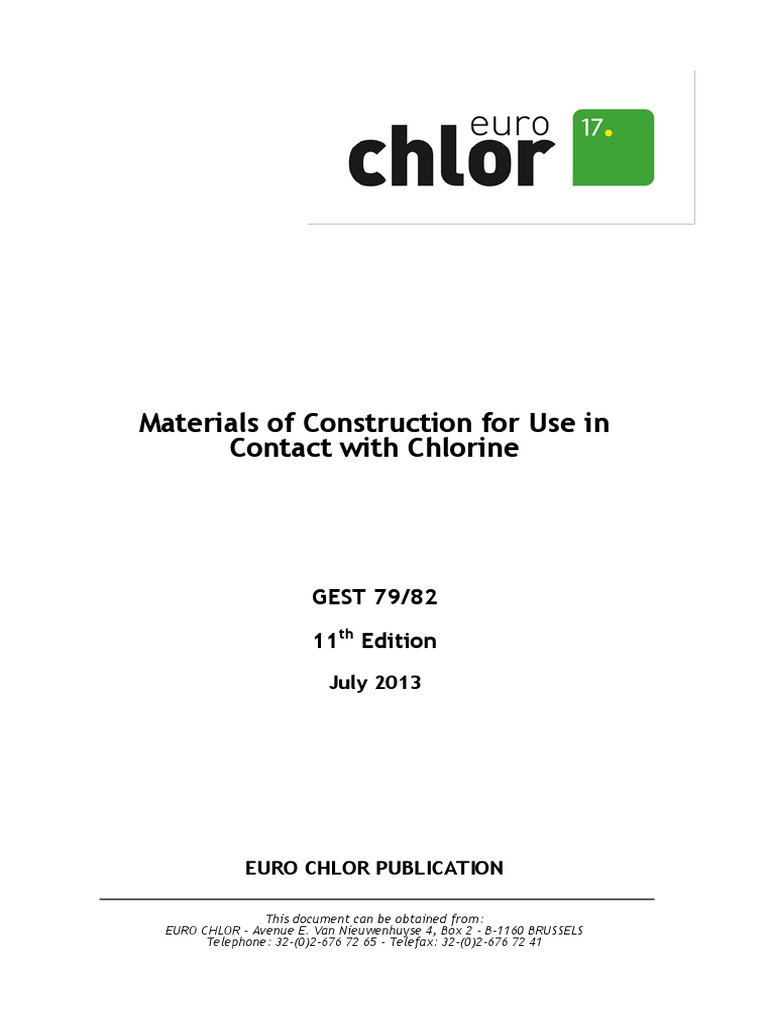 Chlorine-Compatible Material Guidelines | PDF | Polyvinyl Chloride ...