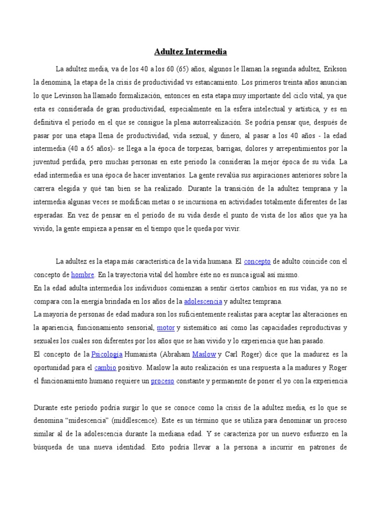 Adultez Intermedia | PDF | Adultos | Menopausia