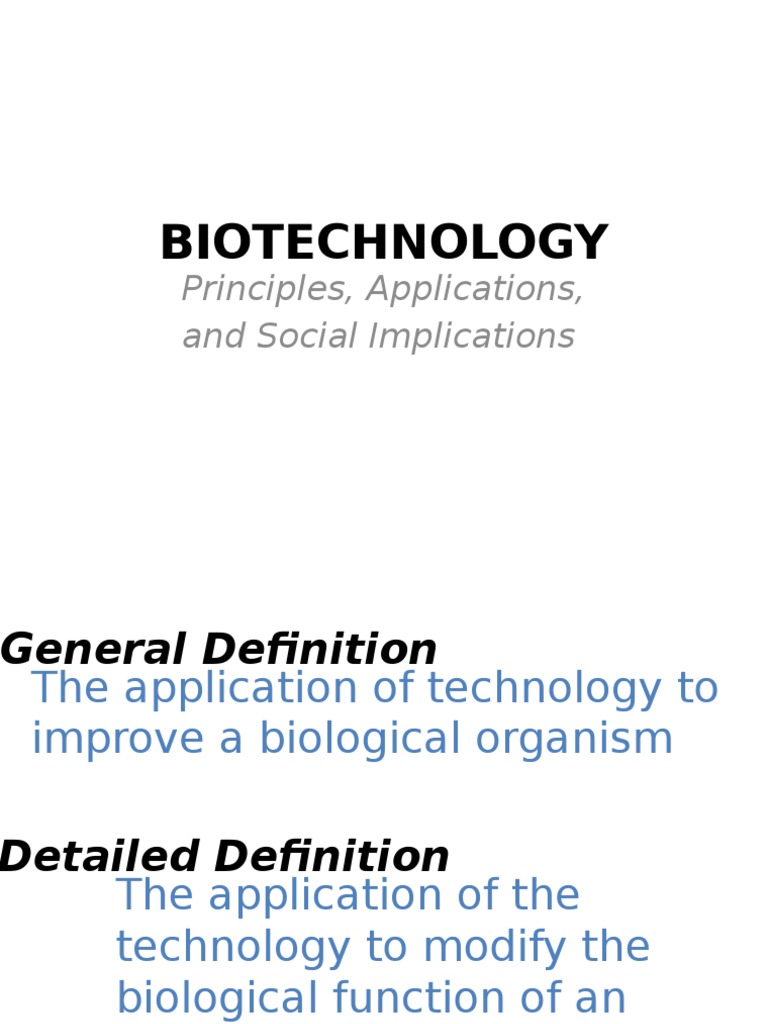 Biotechnology: Principles, Applications, and Social Implications | PDF ...