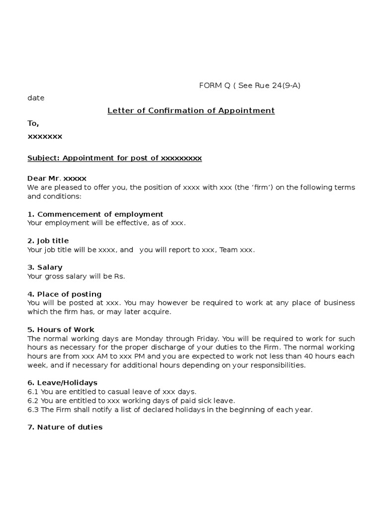 Appointment Letter Format | PDF | Confidentiality | Business