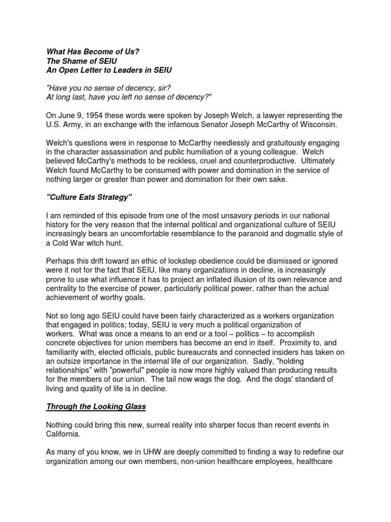 SEIU-UHW President Dave Regan's Open Letter To SEIU: "The Shame of SEIU ...
