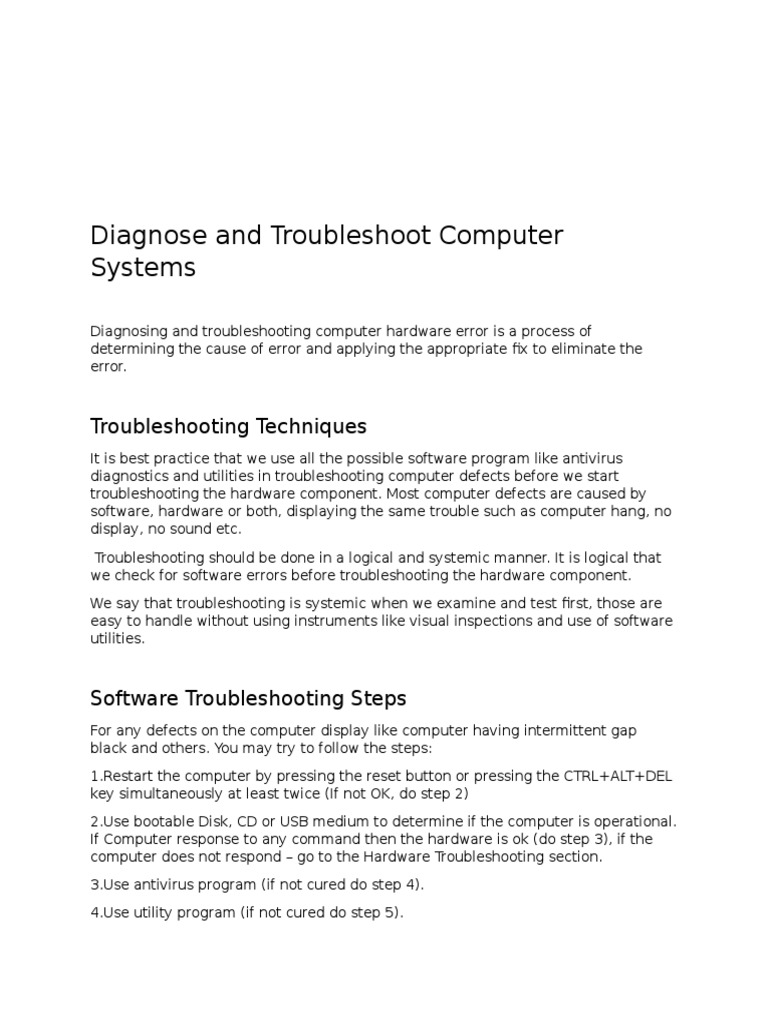 Diagnose and Troubleshoot Computer Systems | PDF | Electronics | Computer Data