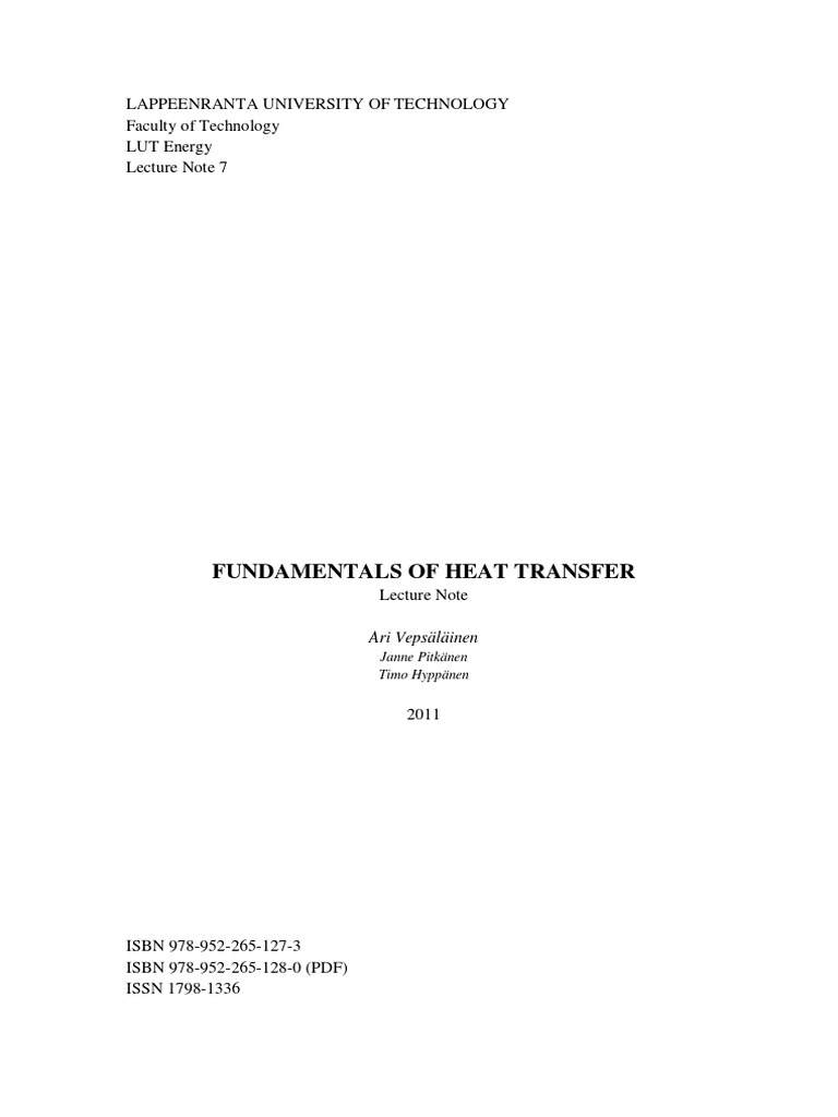 Fundamentals of Heat Transfer - Lec Notes | PDF | Thermal Conduction ...
