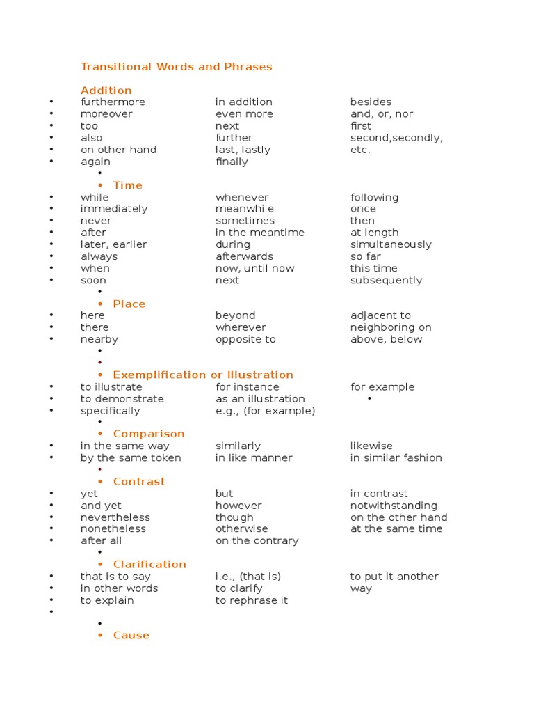 Essential Transitional Words Guide | PDF | Foreign Language Studies ...
