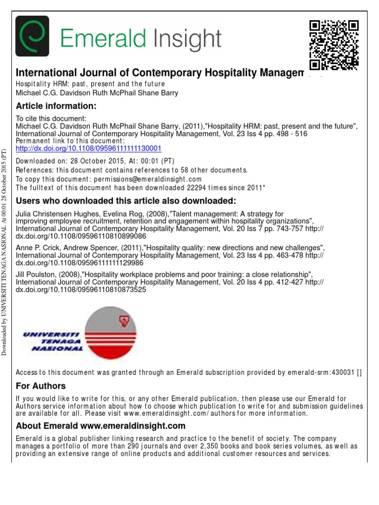 Hospitality HRM (Past, Present & Future) | PDF | Human Resource ...