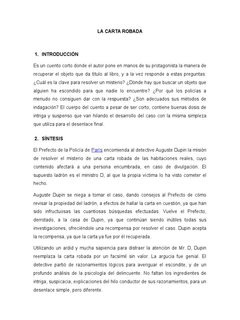 La Carta Robada Pdf Edgar Allan Poe