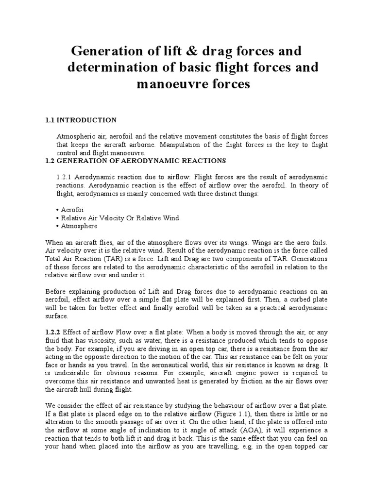 INTRODUCTION Generation of Lift | PDF | Airfoil | Lift (Force)