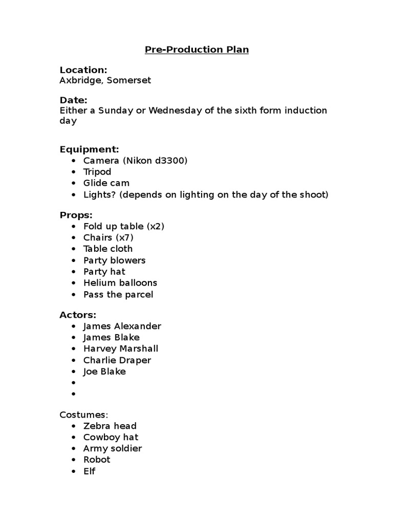 Sixth Form Induction Film Plan | PDF | Games & Activities | Young Adult
