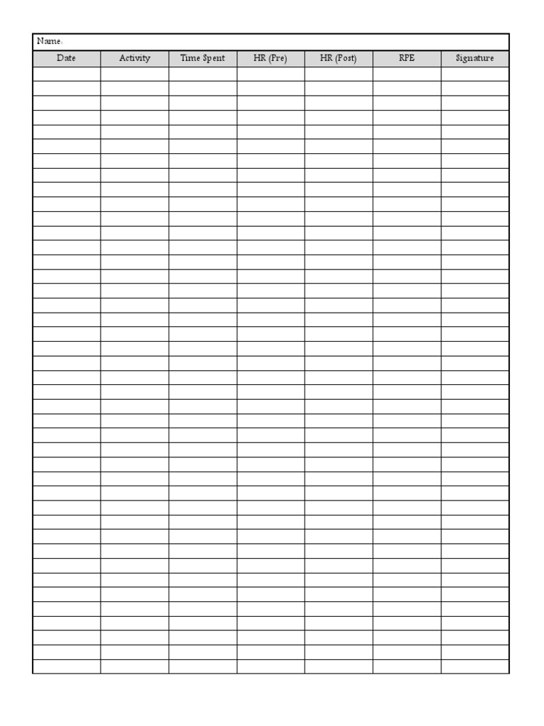 Activity Log Template for Tracking | PDF