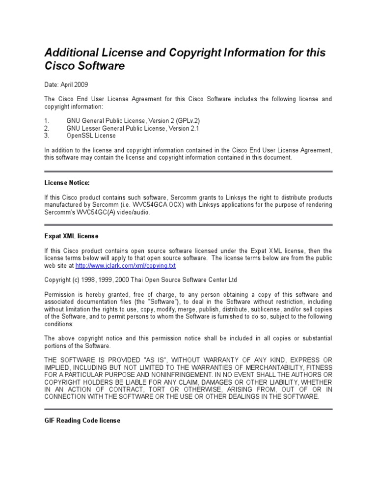 Cisco Software: License Notice | PDF