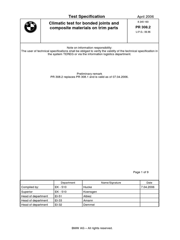 PR308 - 2+00+en - Invecchiamento BMW | PDF | Specification (Technical ...