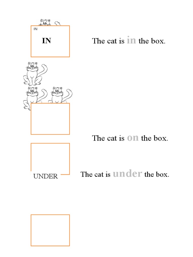 Cat Prepositions: In, On, Under, By | PDF