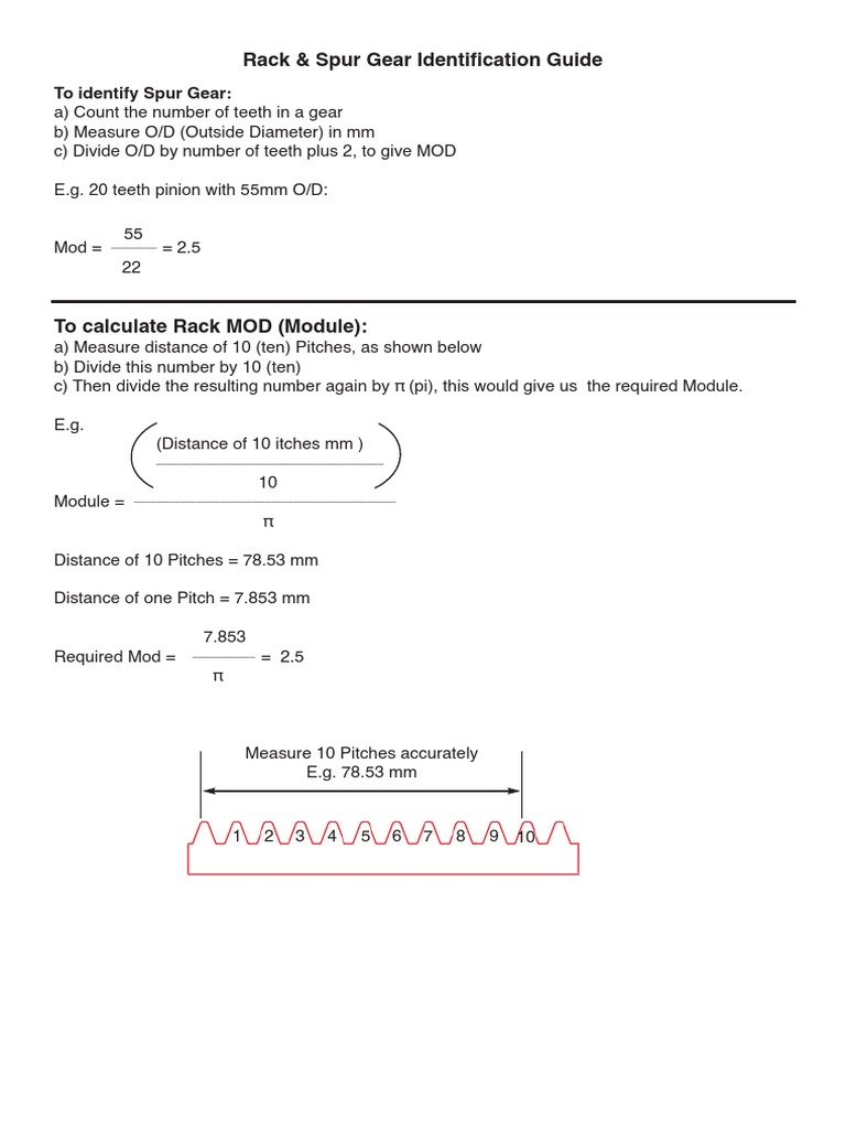 Rack and Spur Gear Module Calculation | PDF | Technology & Engineering