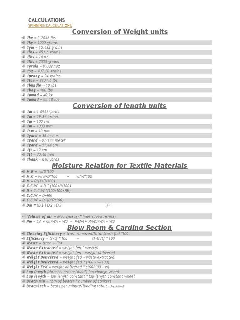Calculations | PDF | Loom | Weaving
