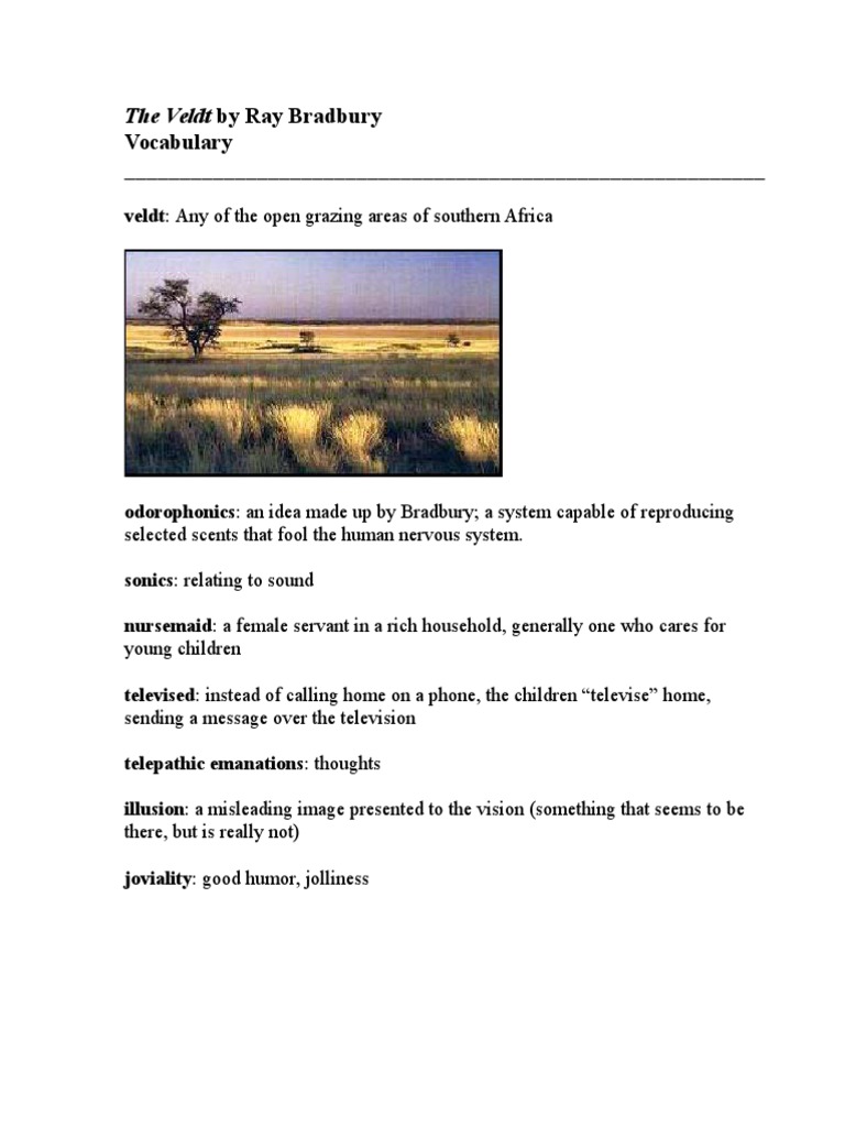 The Veldt, Vocabulary | PDF