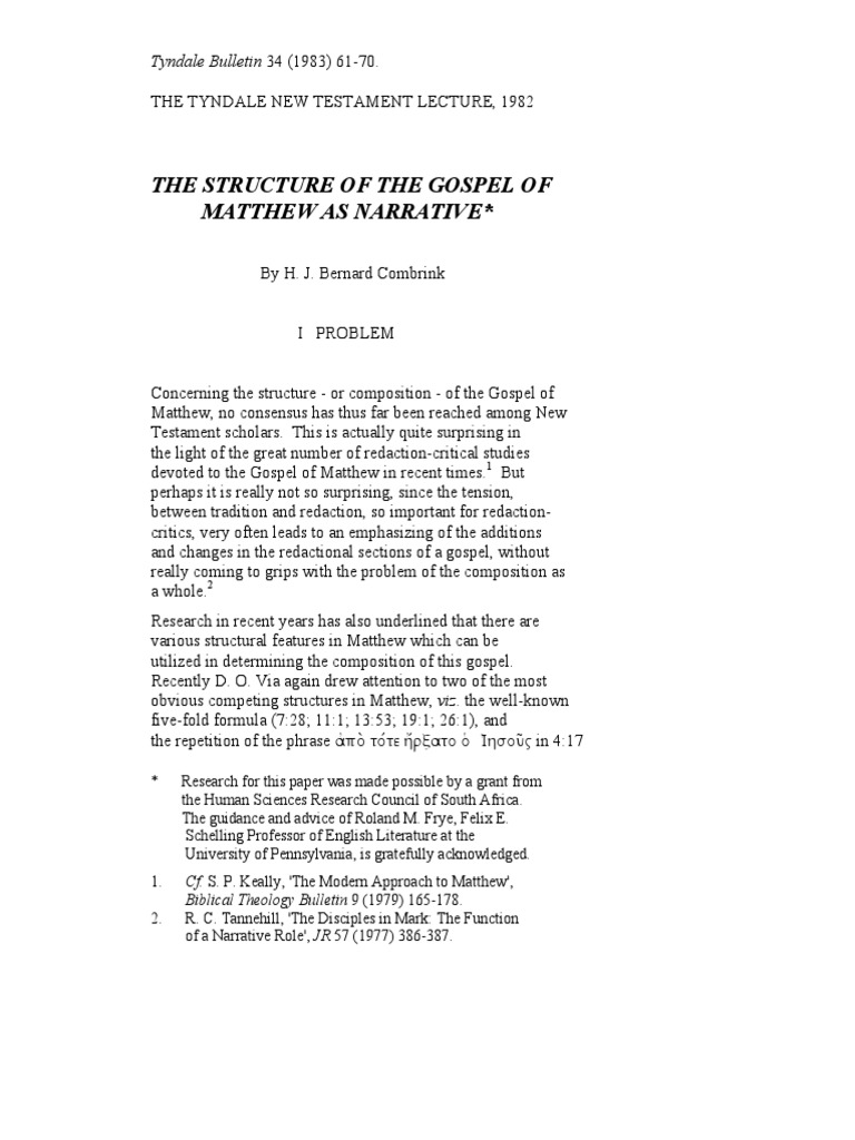 THE STRUCTURE OF THE GOSPEL OF MATTHEW AS NARRATIVE | Gospel Of Matthew ...