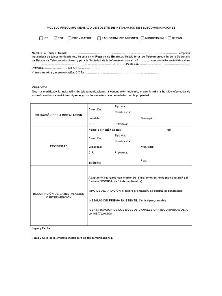 14-10-14 Modelo Tipo 1 Reprogramacion Centralita-2 | PDF | Electrónica | Telecomunicaciones
