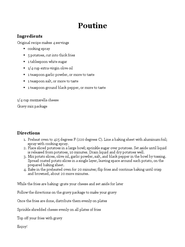 Keto Poutine Recipe Guide | PDF