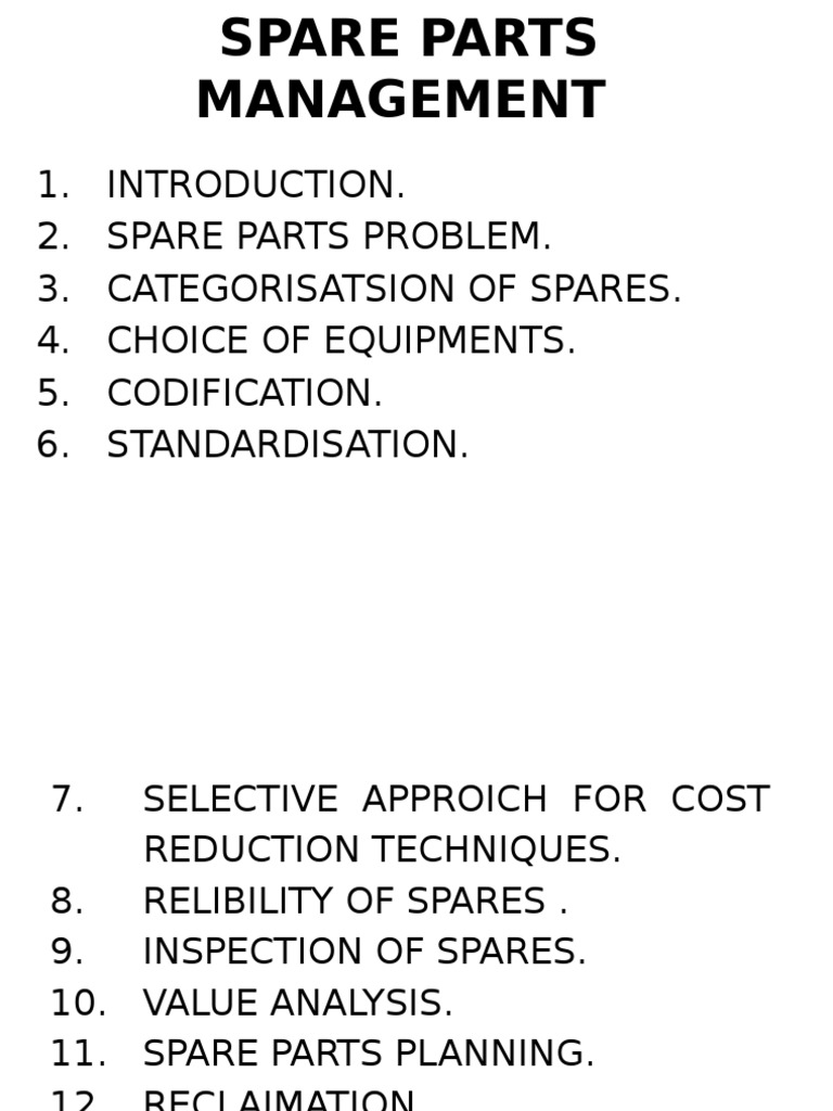 2 Spare Parts Management | PDF | Reliability Engineering | Production ...
