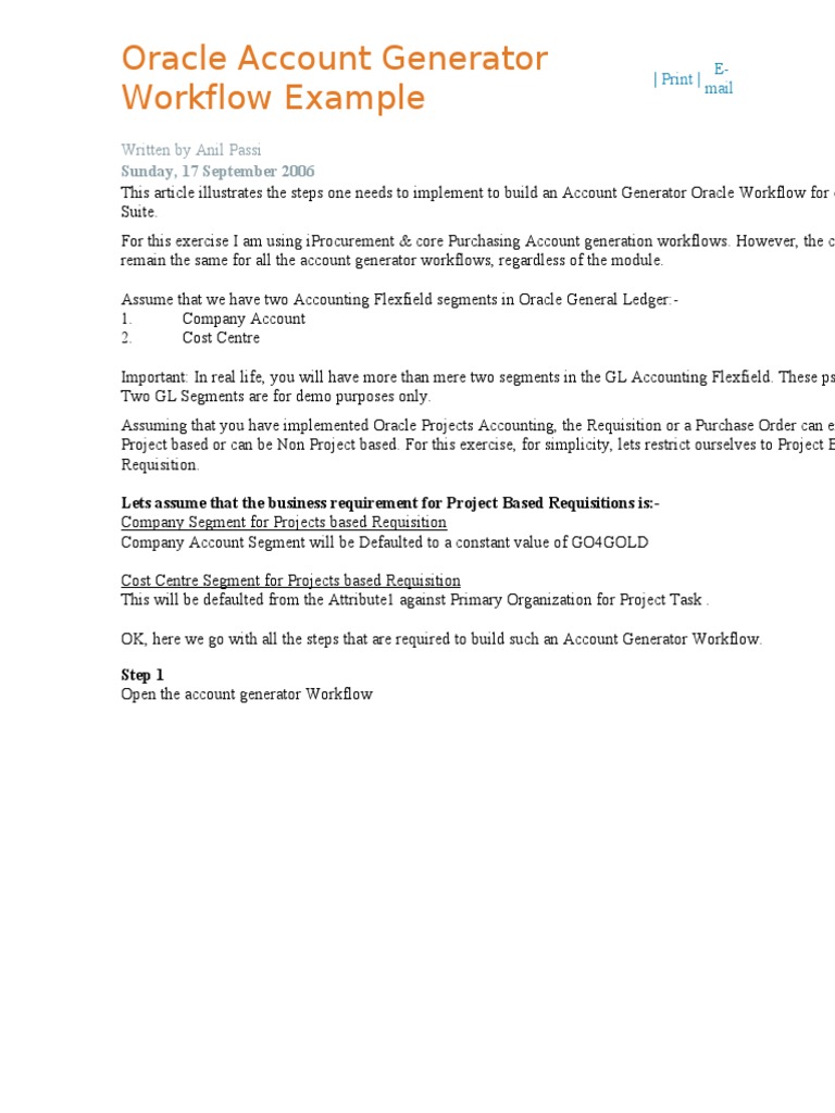 Oracle Account Generator Workflow Example PDF | PDF | Parameter ...