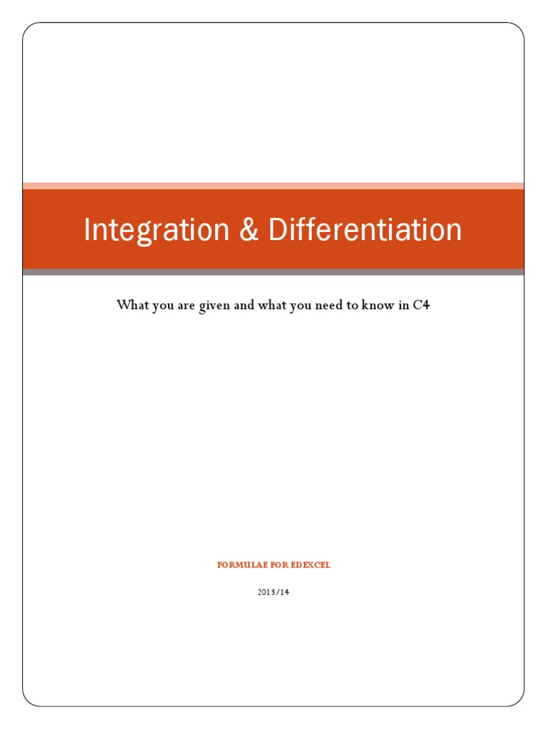 Edexcel C4 Integration & Differentiation | PDF | Trigonometric ...
