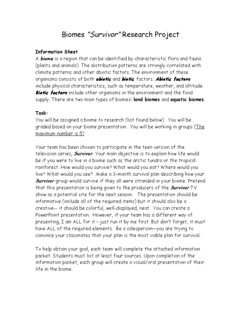 Biomes Survivor Project | PDF | Forests | Climate