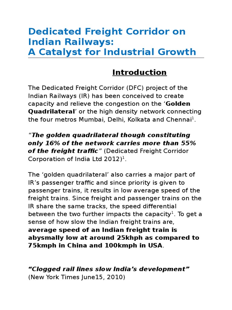 Dedicated Freight Corridor On Indian Railways | PDF | Rail Transport ...