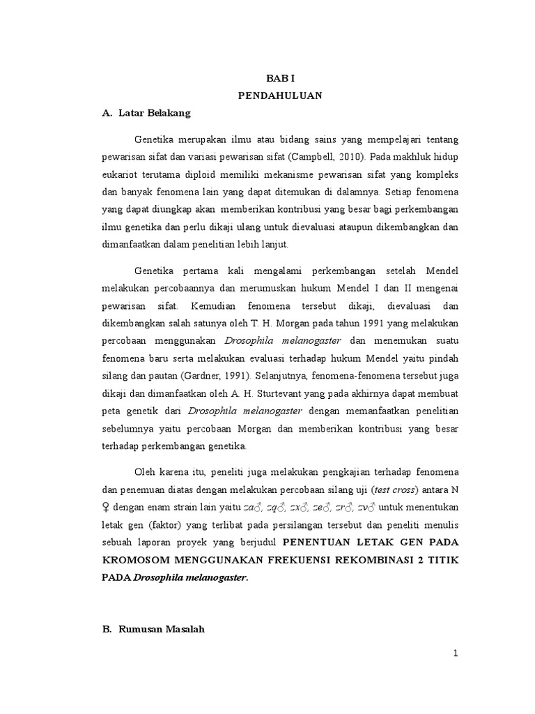 Penentuan Letak Gen Pada Kromosom Menggunakan Frekuensi Rekombinasi 2 ...