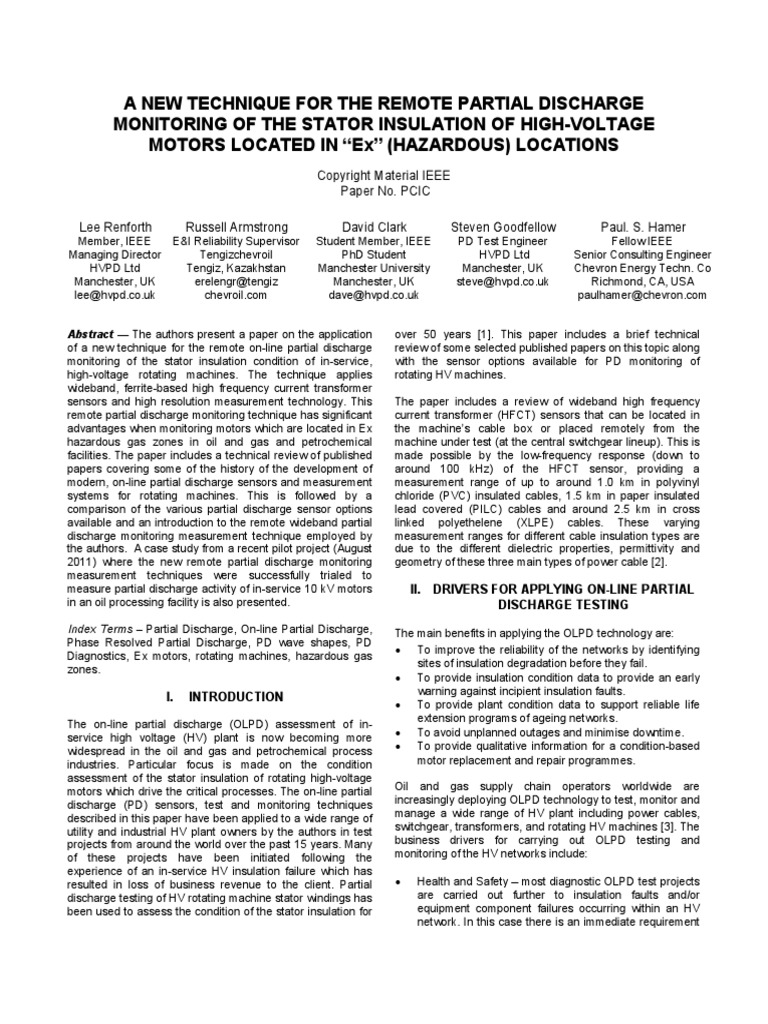 A NEW TECHNIQUE FOR THE REMOTE PARTIAL DISCHARGE MONITORING OF THE ...