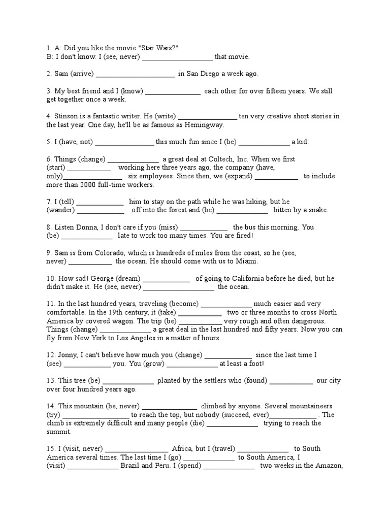 Past Simple Present Perfect Exercitii | Download Free PDF | Programmer ...