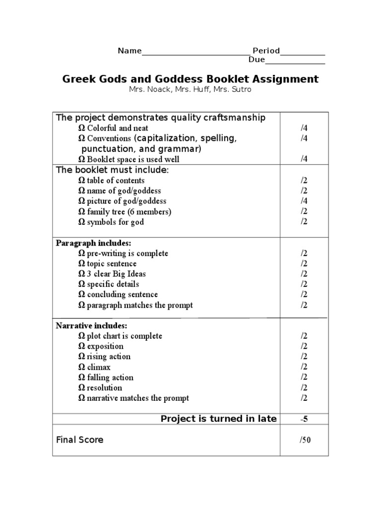 Greek Gods and Goddesses Booklet Guide | PDF