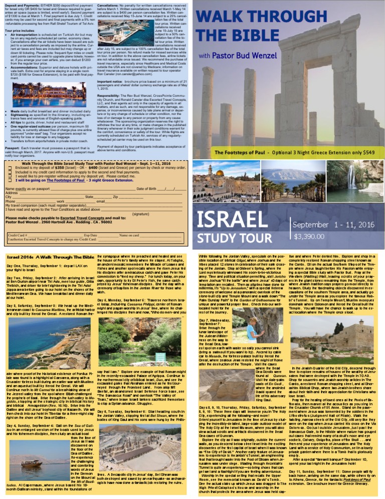 Israel Study Tour 2016 Brochure | Temple In Jerusalem | Galilee