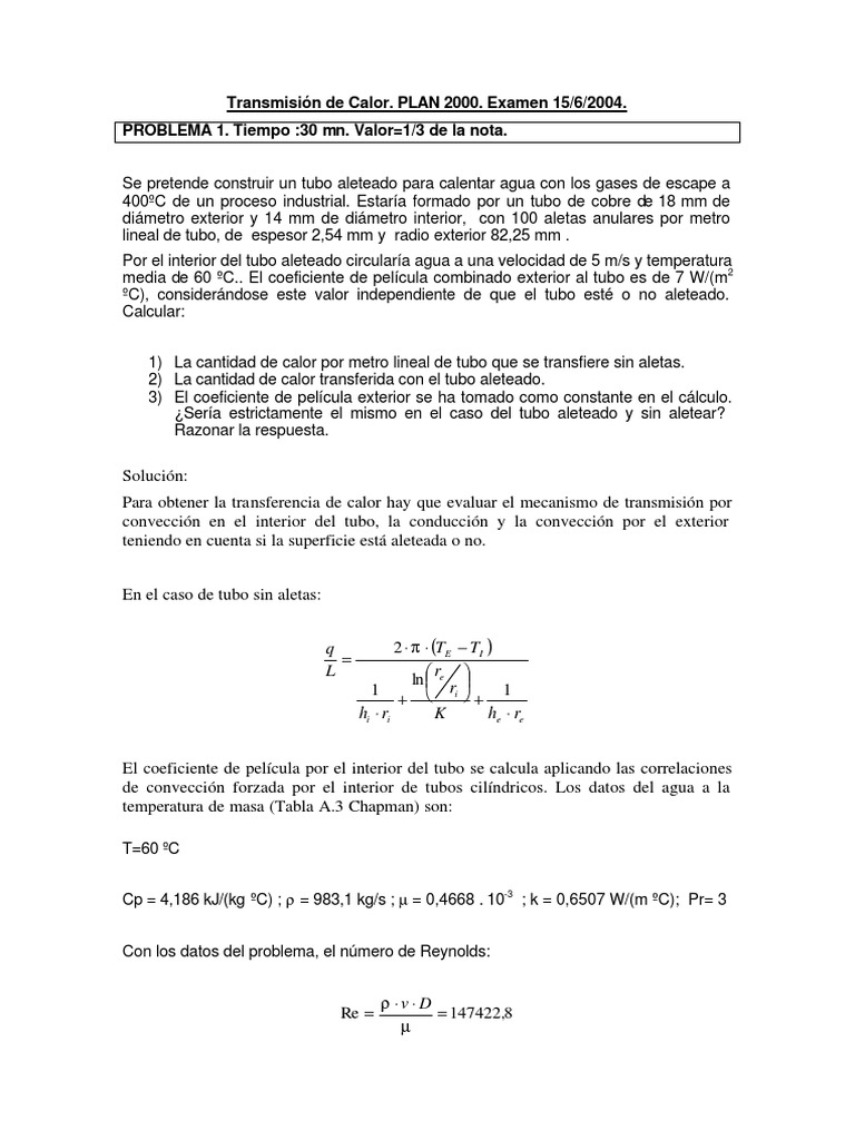 000033 EJERCICIOS RESUELTOS DE INGENIERIA TRANSMISION DE CALOR III XXVIII.pdf | Calor ...