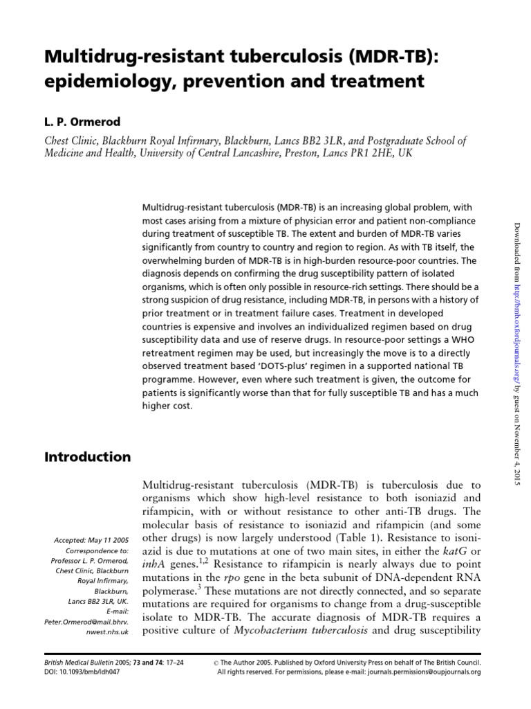 MDR TB | Download Free PDF | Tuberculosis | Pharmacy