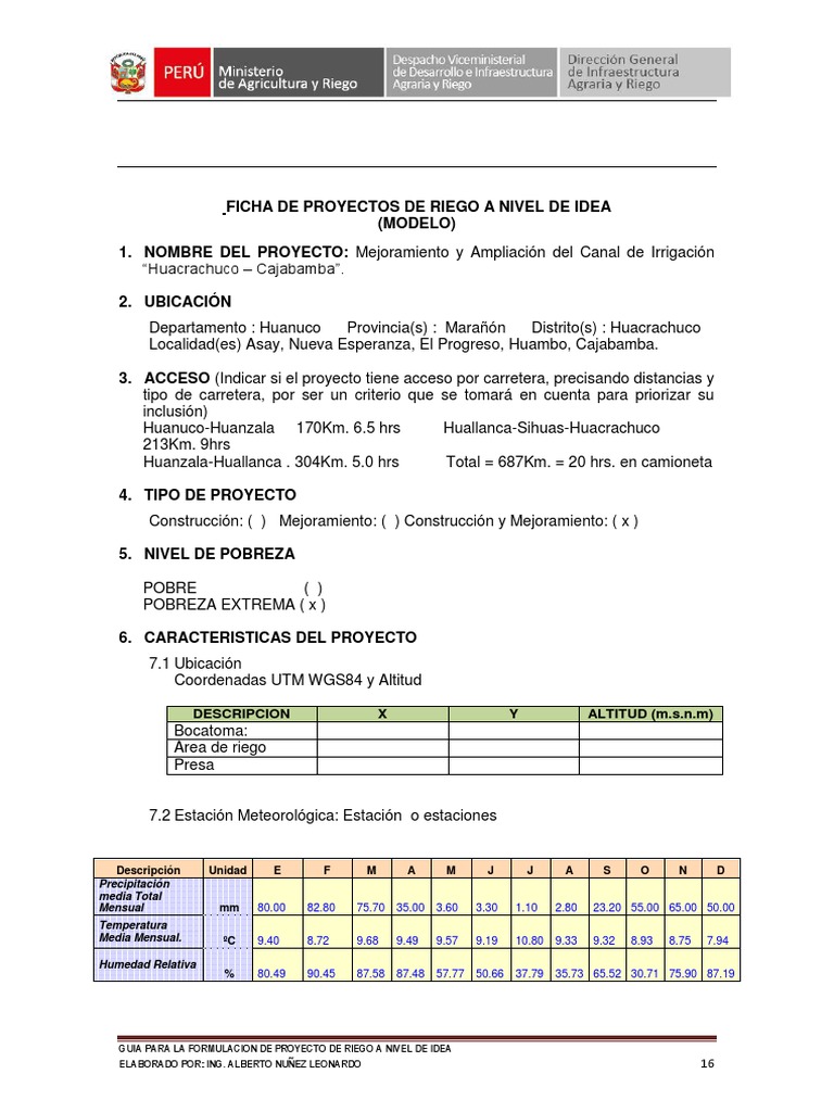 Ficha de Proyectos | PDF | Presupuesto | Riego